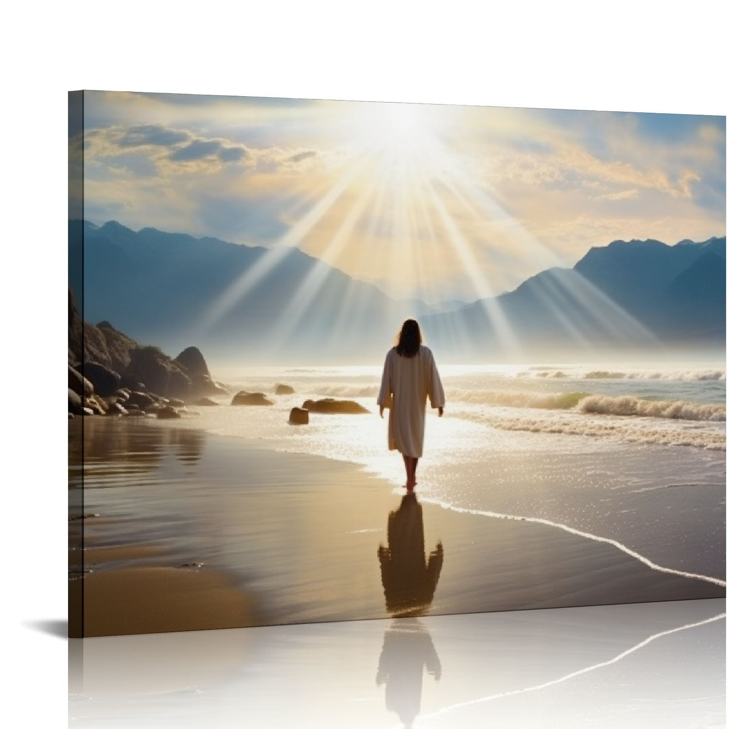 FLORID Jesus Walking on The Beach Canvas, Poster Religious Artwork，Home ...