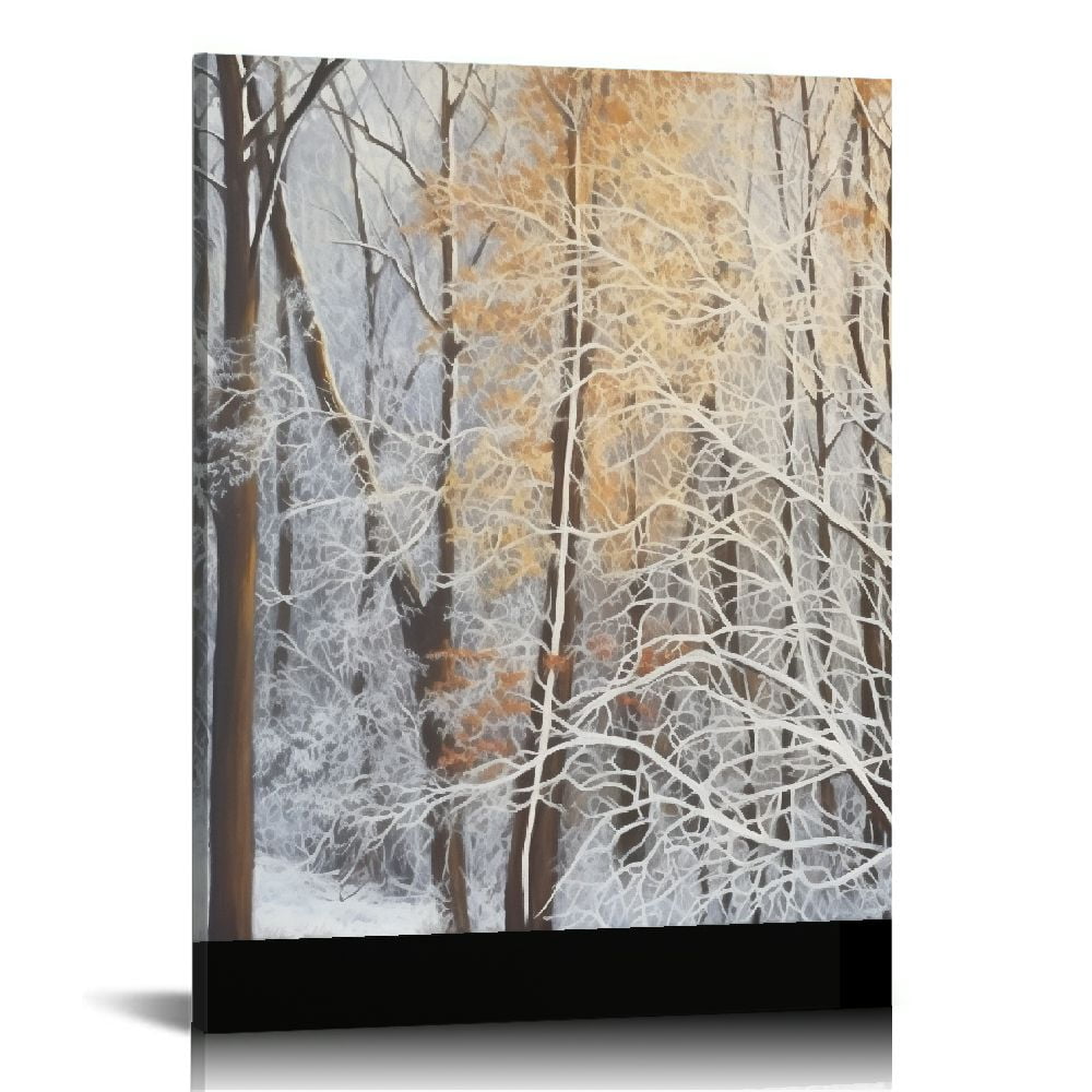 FLORID Large Tree Canvas Wall Art Hand Painted Grey and White Landscape ...
