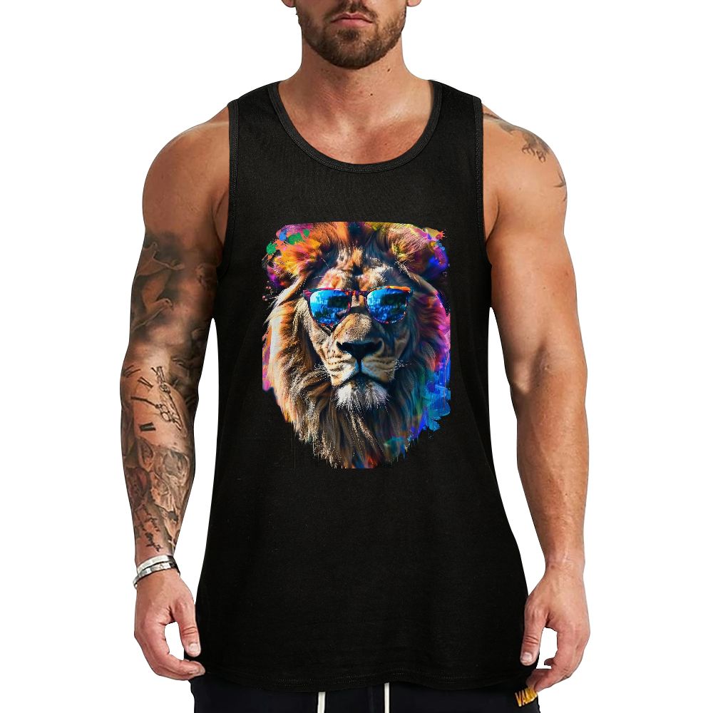 FLORID Lion Sunglasses Graffiti Art Men's Tanks S - 3XL Vacation Tank ...