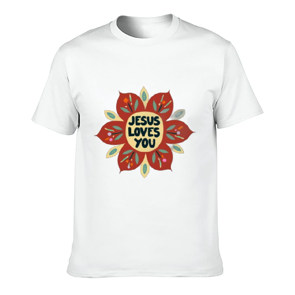 FLORID Men's Groovy Jesus Loves You Christian Graphic Tees Funny Short ...