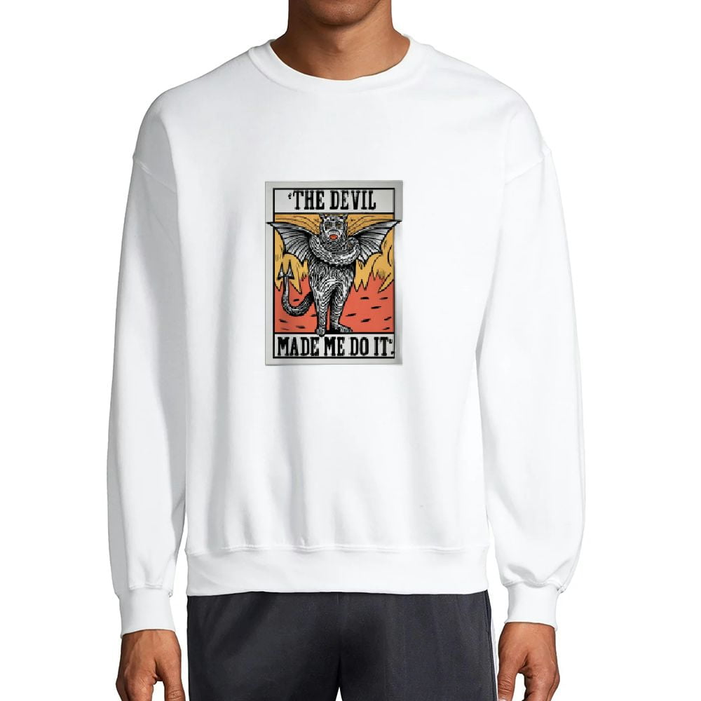 FLORID Men's Round Neck Sweatshirt White Style The Devil Made Me White ...
