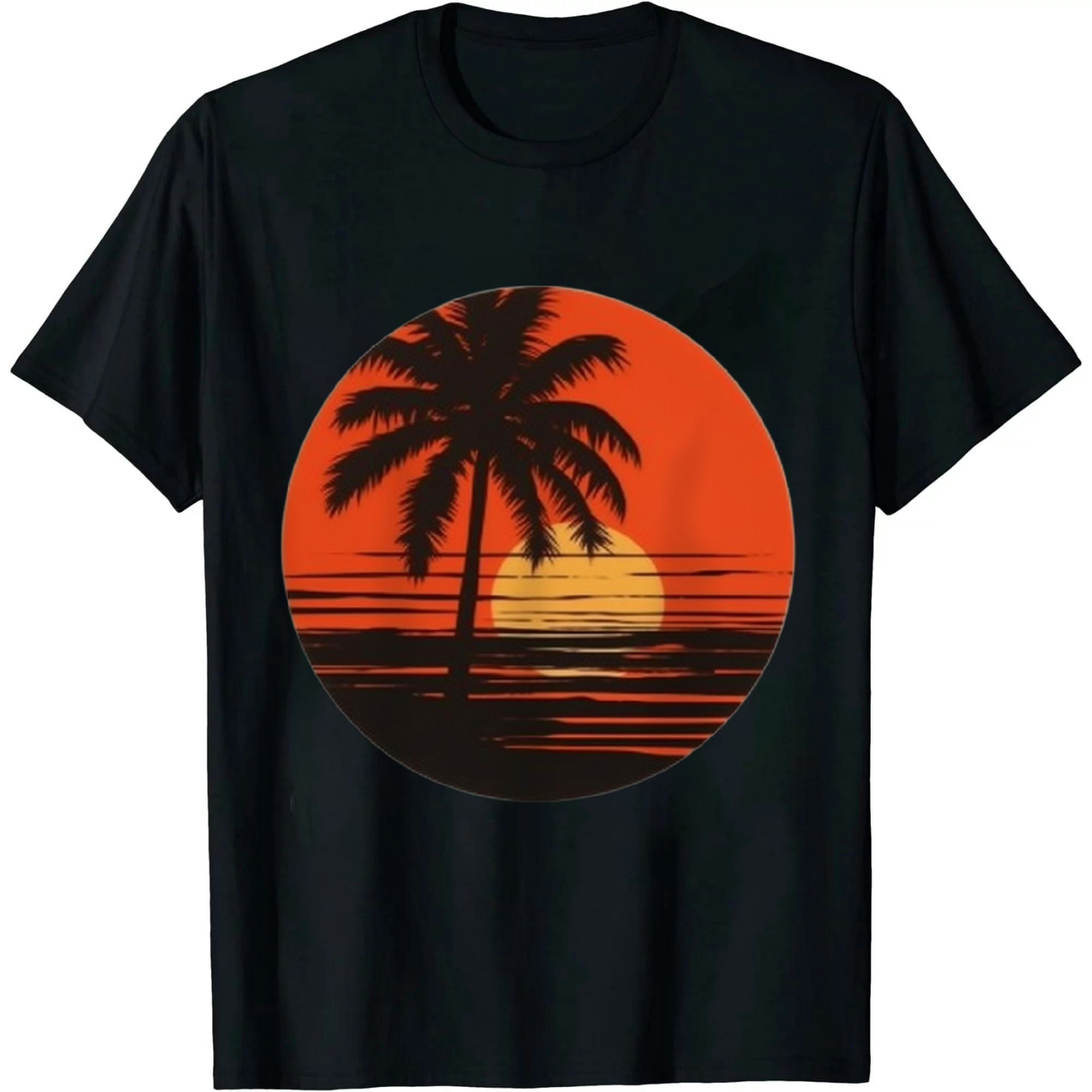 FLORID Palm Tree Shirts for Men, Sunset Beach Hawaiian Summer Vacation ...