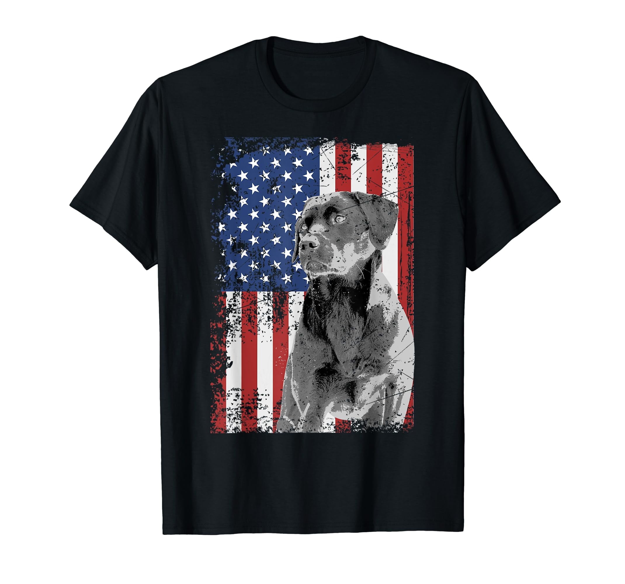 FLORID Patriotic USA Flag Black Labrador Gift for Lab Owners Black T ...