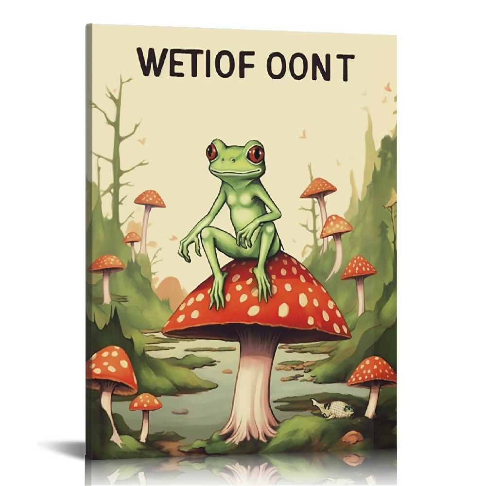FLORID Retro Frog Travel Poster Vintage Frog Mushroom Canvas Wall Art ...