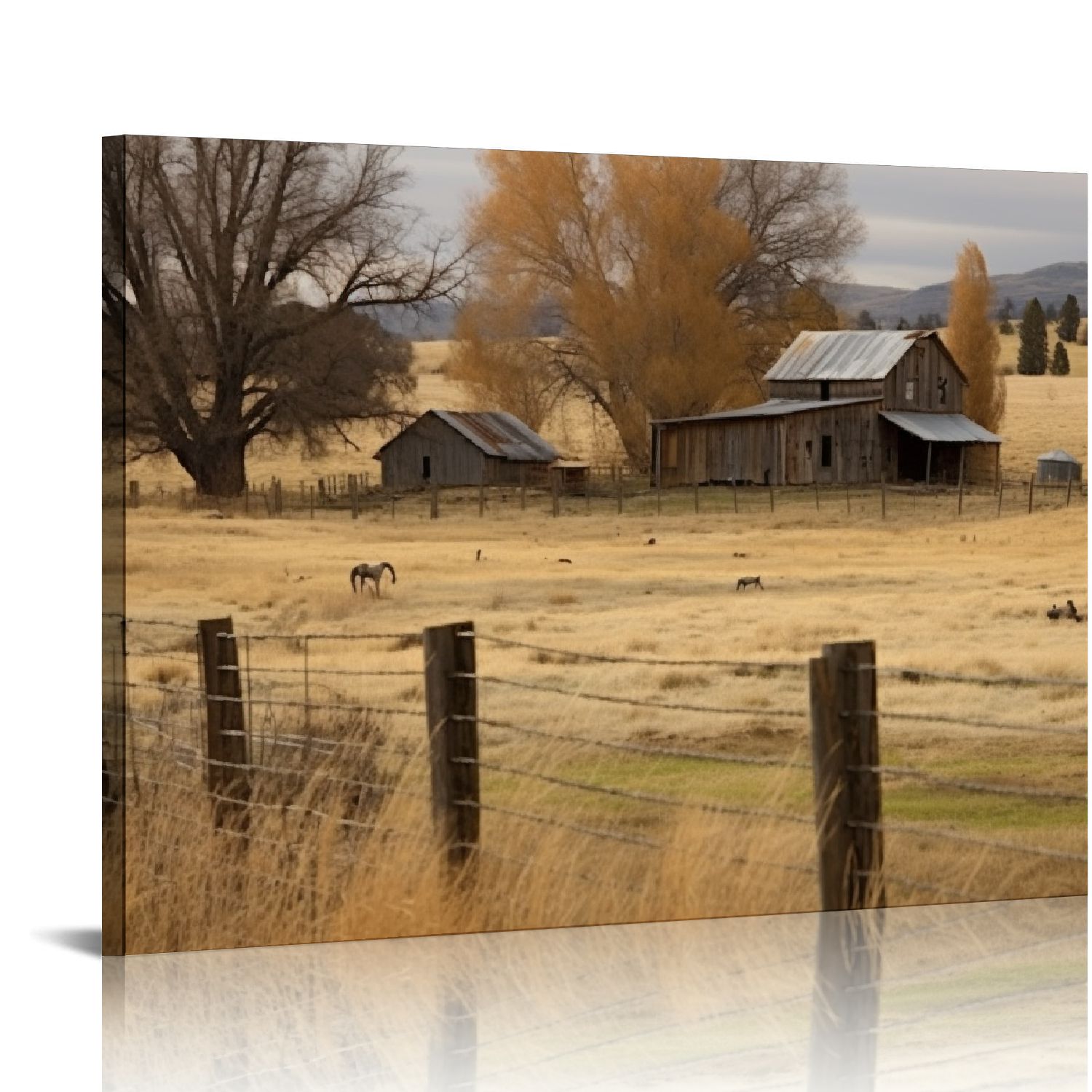 FLORID Rustic Barn Bathroom Decor Farmhouse Barn Canvas Wall Art Old ...