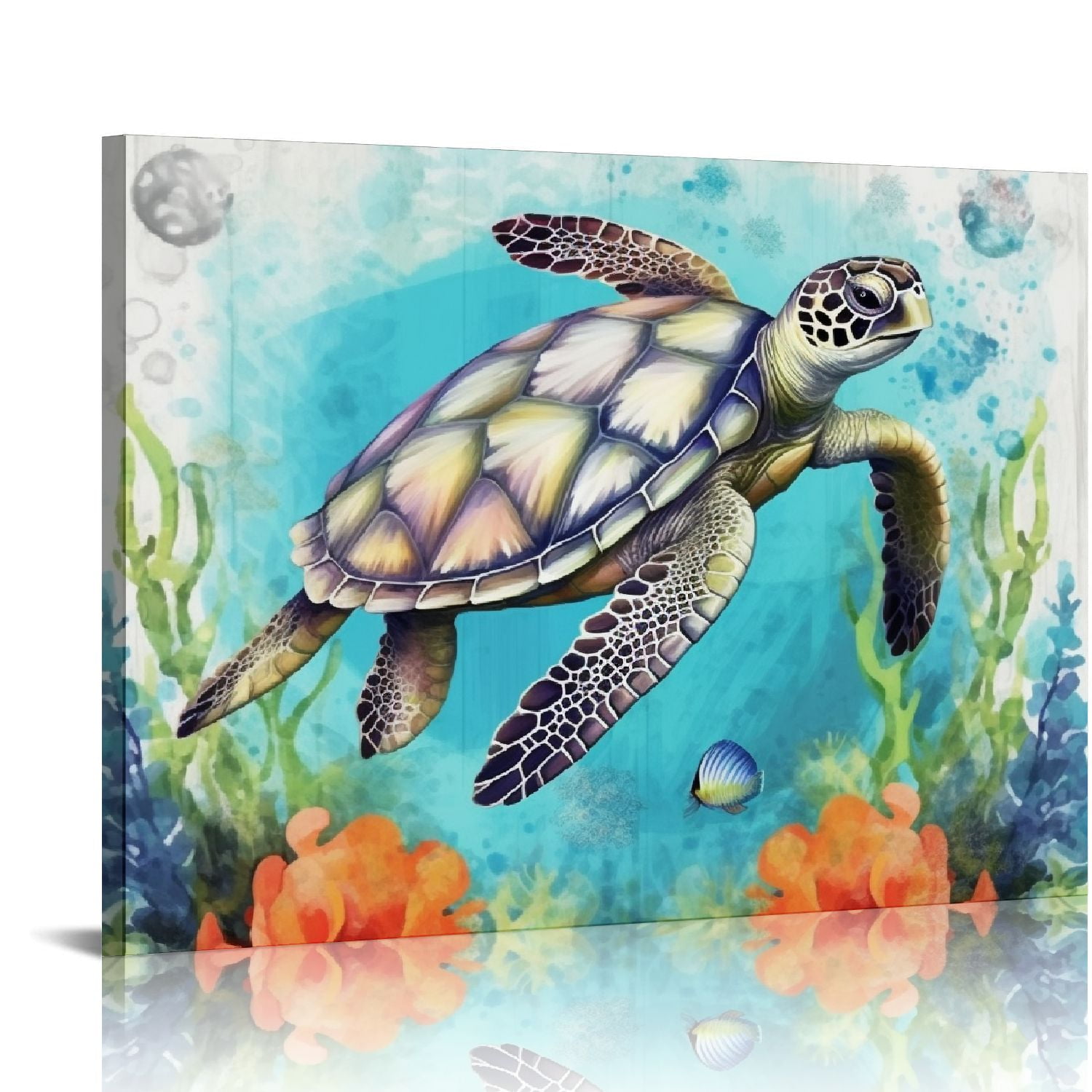 HYKY Sea Turtle Canvas Picture Ocean Beach Theme Seascape Green Blue ...