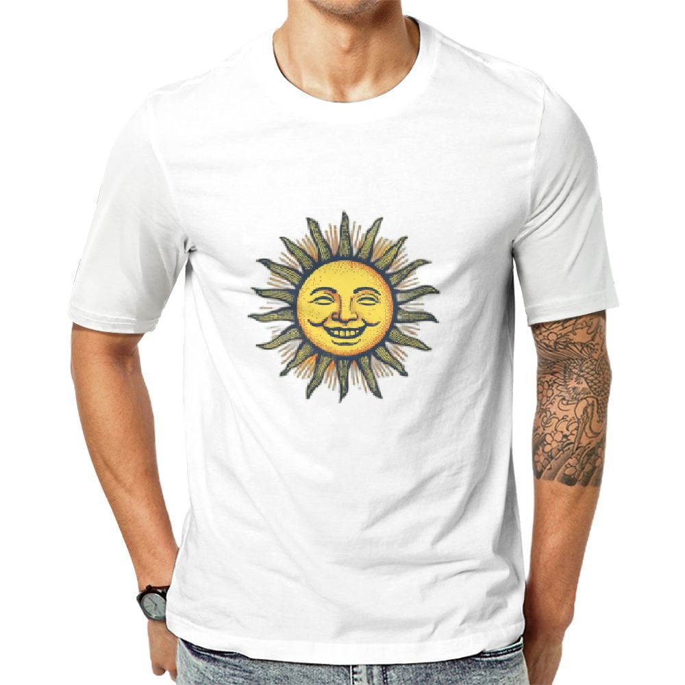 FLORID Sun Smile Face Men's Short Sleeve Graphic Tee White - Walmart.com
