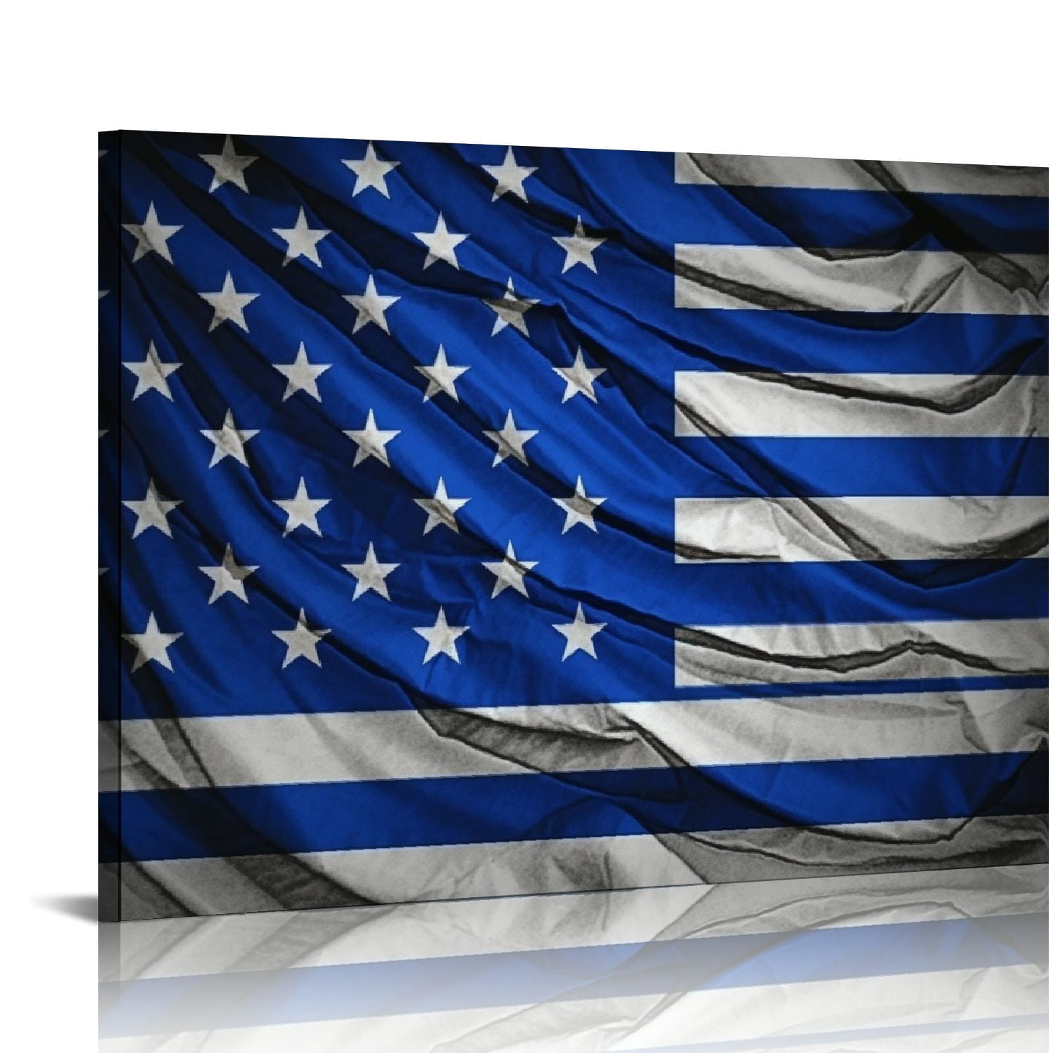 FLORID US USA American Flag Military Canvas Print Wall Art Thin Blue ...