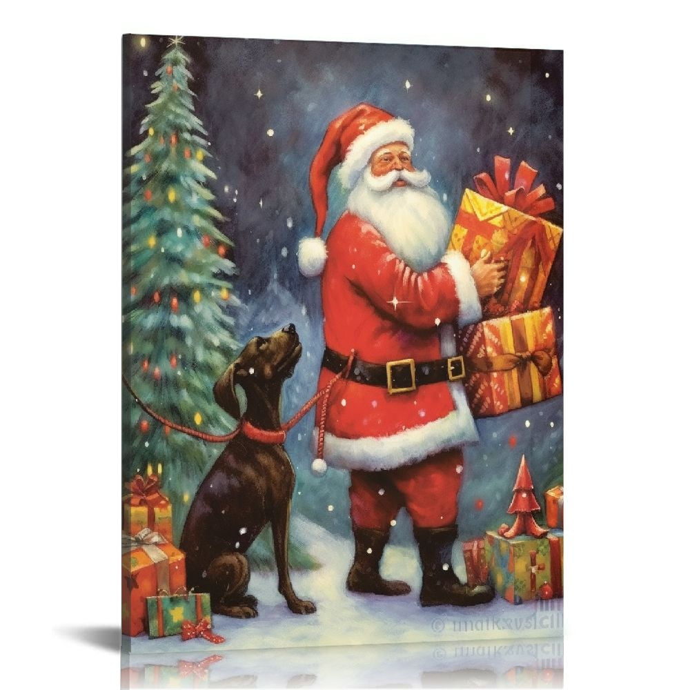FLORID Vintage Merry Christmas Santa Claus Poster Picture Canvas Wall ...