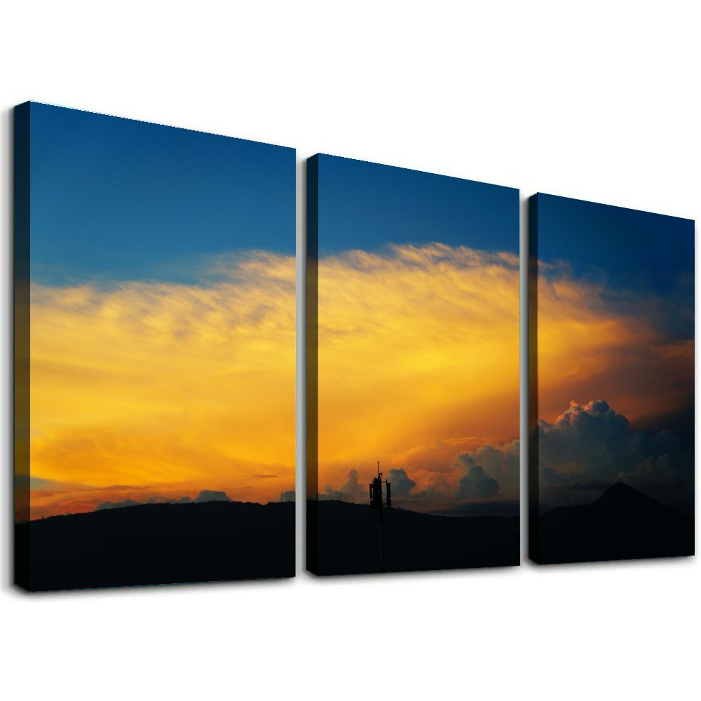 FLORID Wall Art Canvas 3 Piece Set 12"x16" Cloud Sunset Decor Print ...
