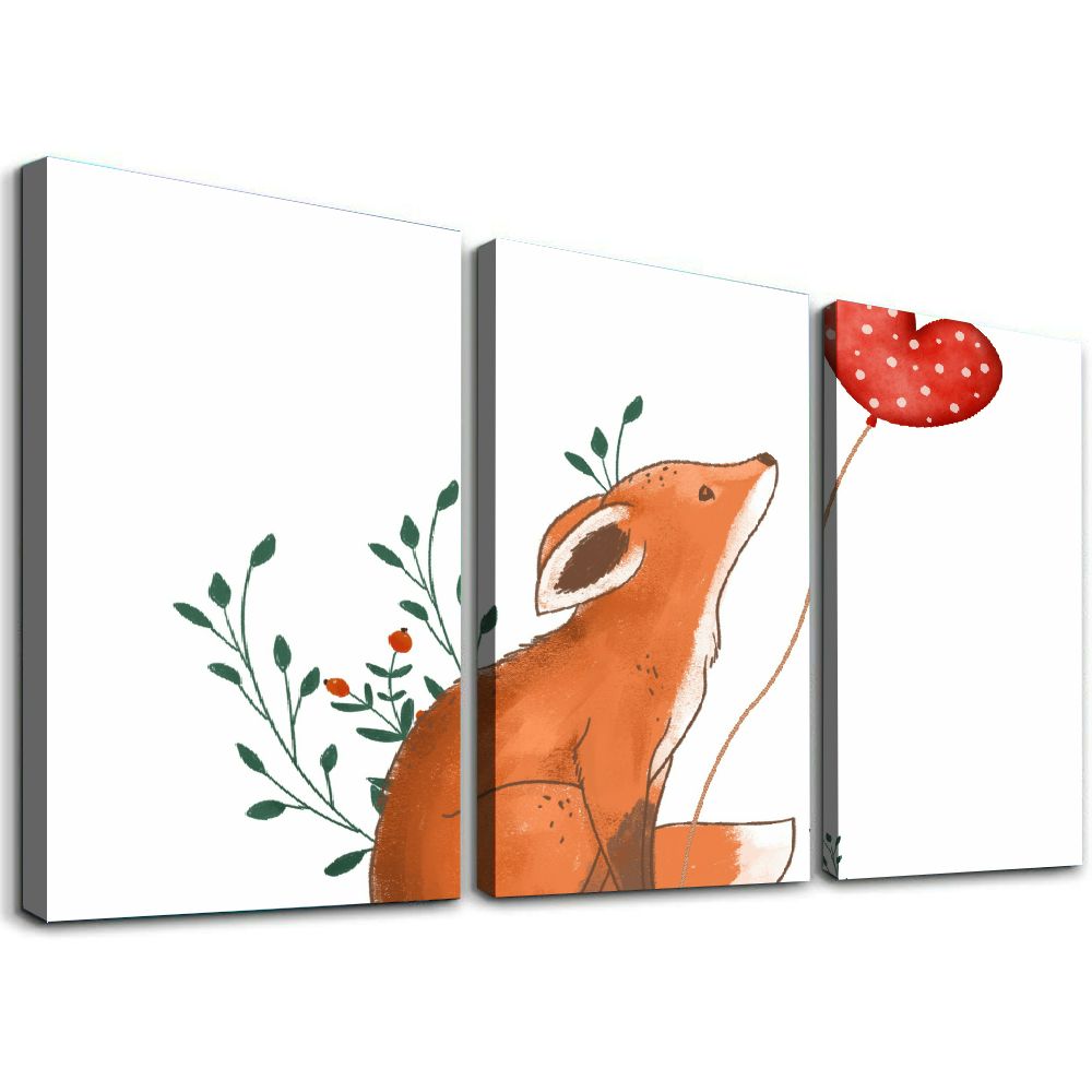 FLORID Wall Art Canvas Fox Heart Artwork Paintings Print on Canvas Wall ...