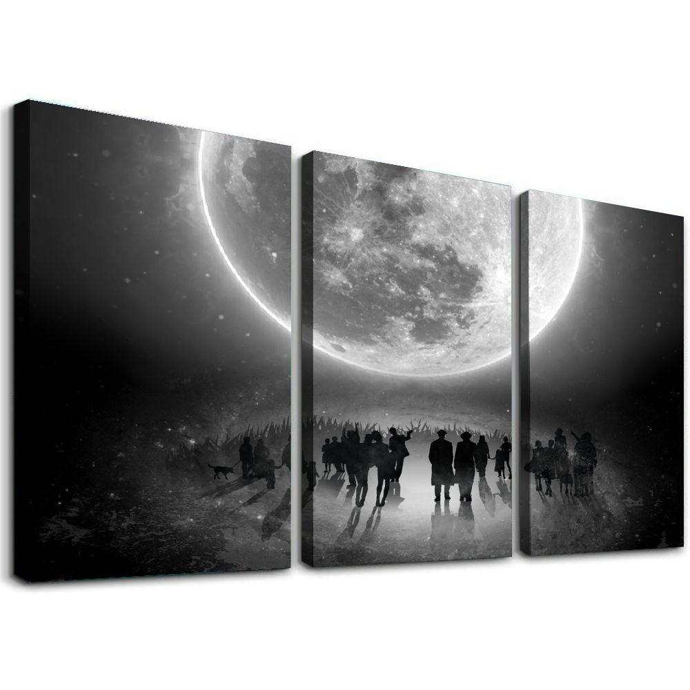FLORID Wall Art Canvas Moon Wall Art For Living Room, Banksy Style Wall ...