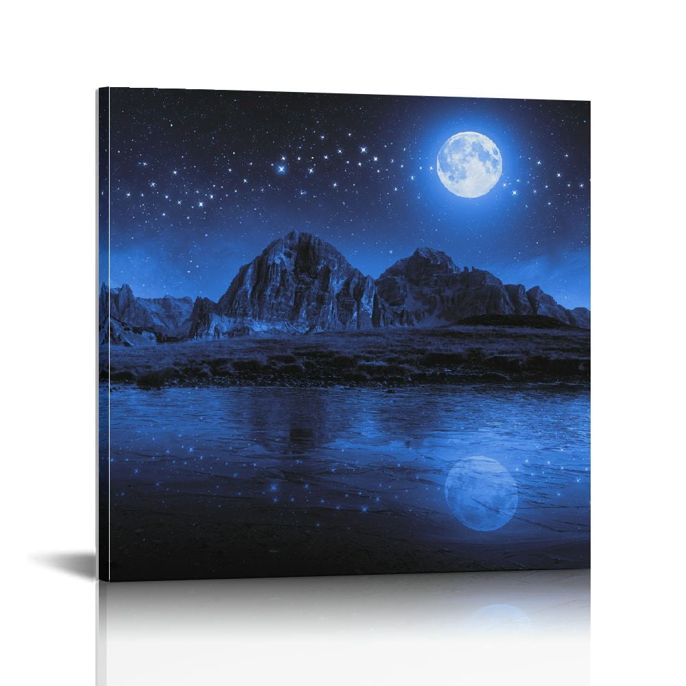 FLORID Wall Art Dark Light with Moon Painting Square Decorative ...