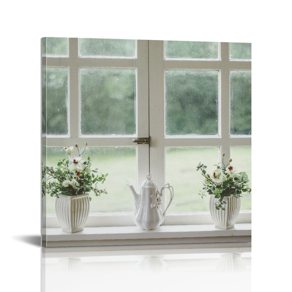 FLORID Wall Art Printed 16x16in Window Plants Wall Art For Living Room ...