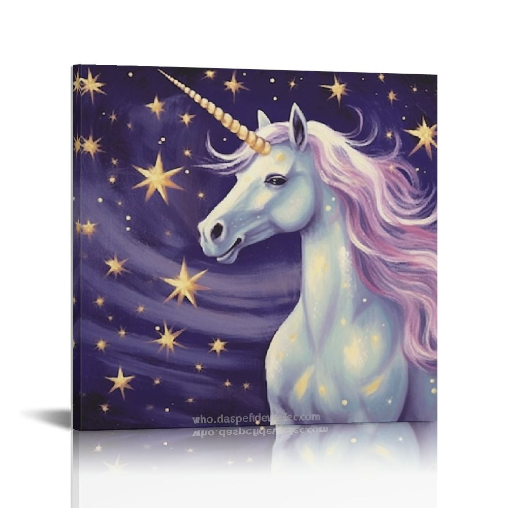 FLORID Wall Art Purple Unicorn in Starry Night Sky Space Fantasy ...
