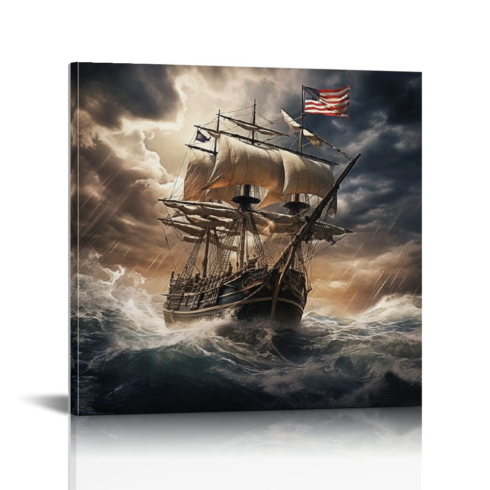 FLORID Wall Art Vessels Ship USA Artwork Paintings Print on Canvas Wall ...