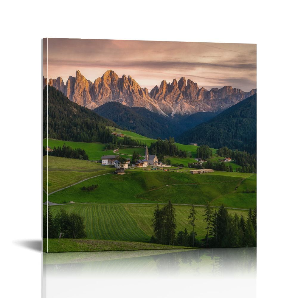 FLORID Wall Decor Art 16x16in Funes Mountains Wall Art For Living Room ...