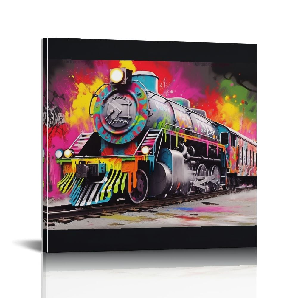 FLORID Wall Decor Art Graffiti Train Canvas Wall Art 16x16in - Modern ...
