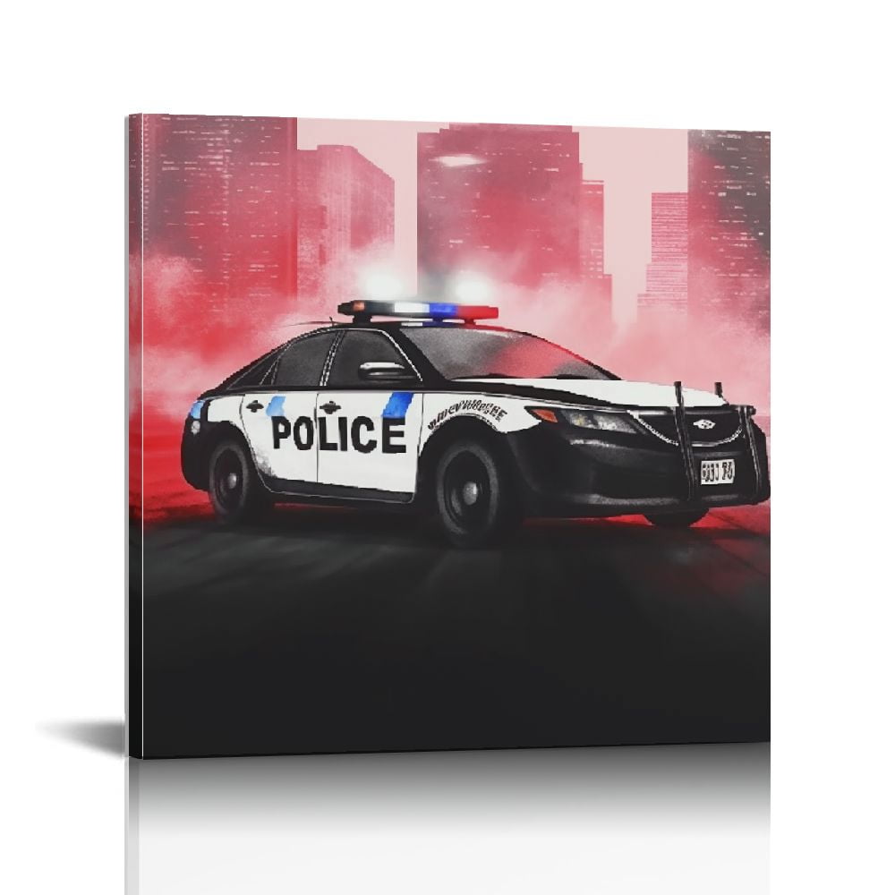 FLORID Watercolor Police Car Print Fire Engine Paintings Canvas Wall ...