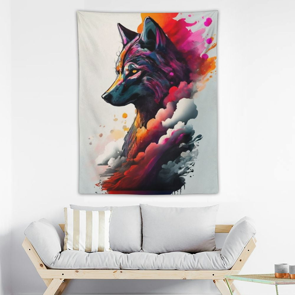 FLORID Wolf Silhouette Wall Tapestry for Hanging, Wall Art, and Home ...
