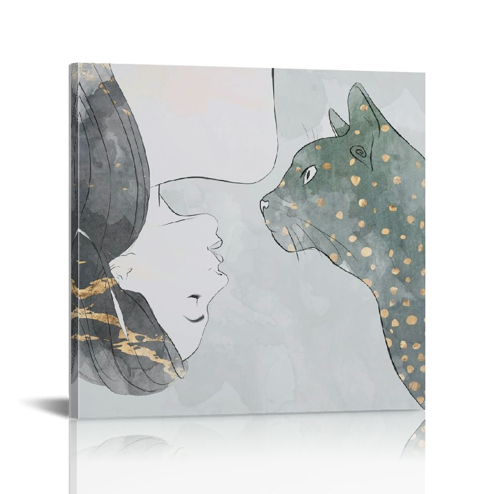 FLORID Woman and Leopard Artwork Paintings Print on Canvas Wall Art for ...