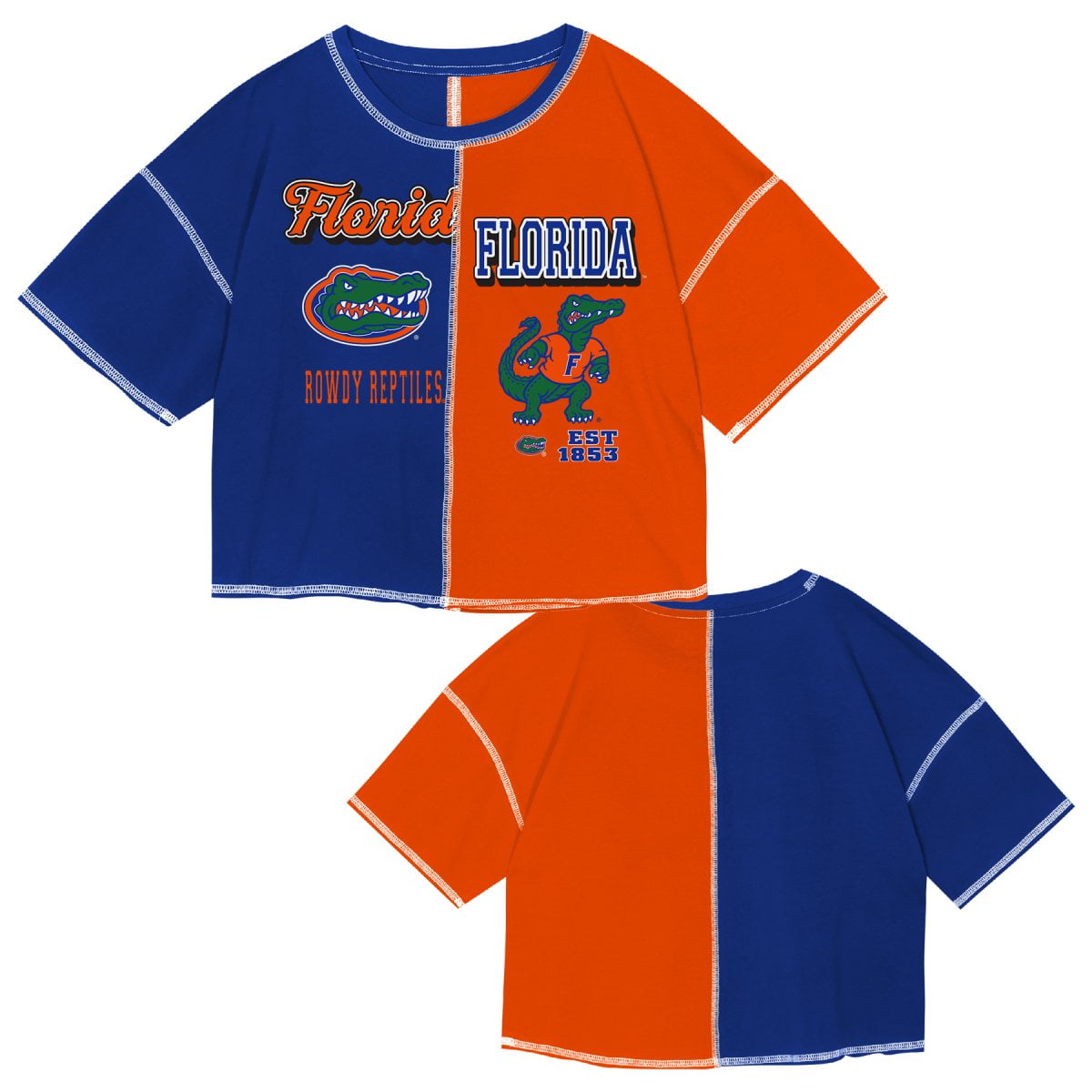 FLORIDA GATORS Girls Primry Color Cotton SS TEE Wrapped Print Boxy ...