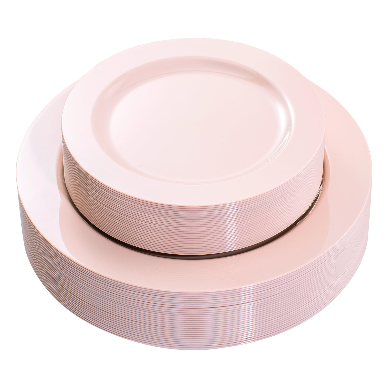 FLOWERCAT 60PCS Pink Plastic Plates - AFN1Heavy Duty Pink Plates ...