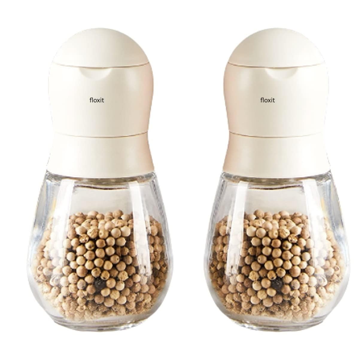 FLOXIT Salt and Pepper Grinder Refillable Pepper Mill Adjustable ...