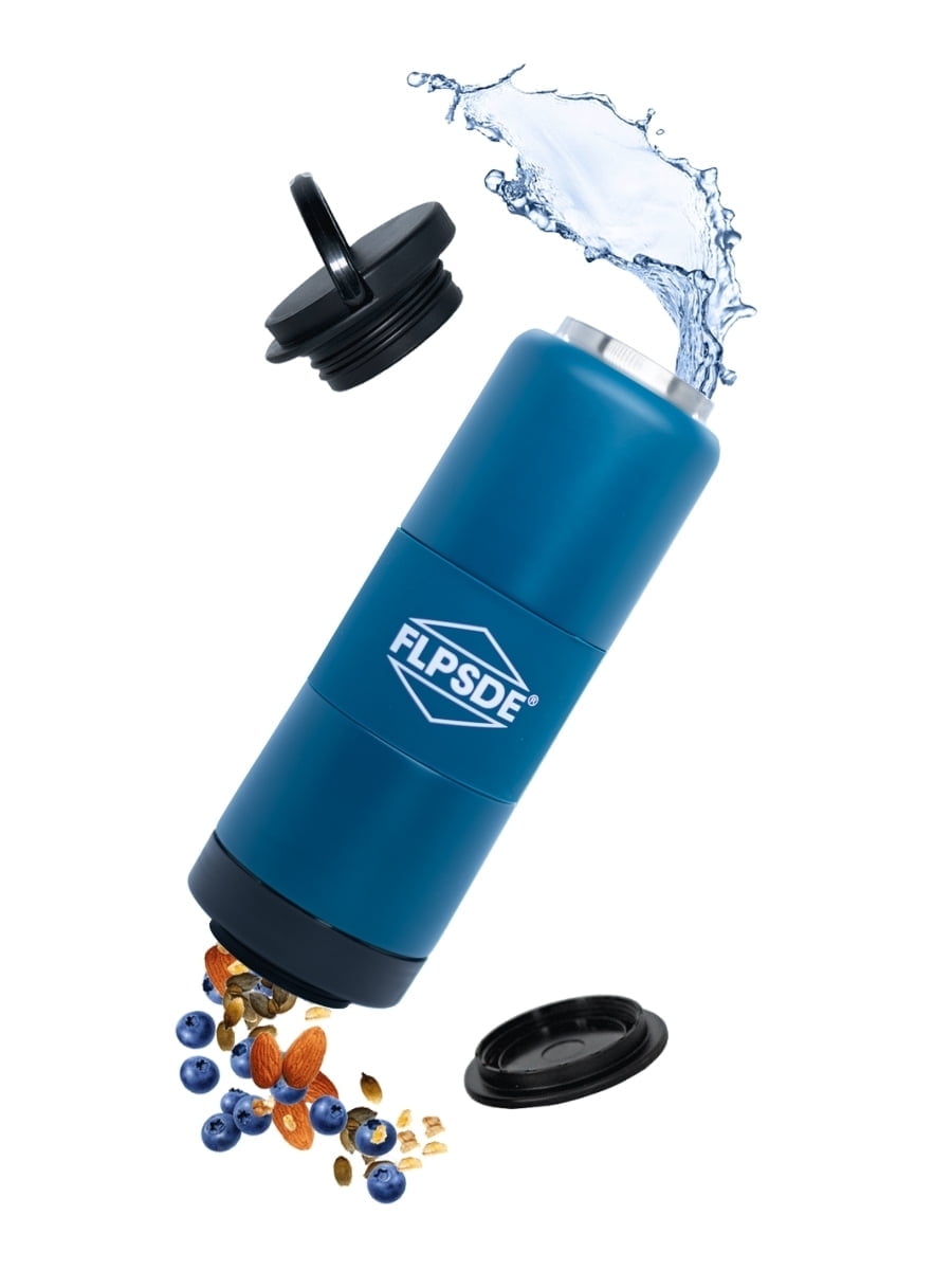 FLPSDE Water Bottle with Snack Compartment, Drink & Snack Cup Combo ...