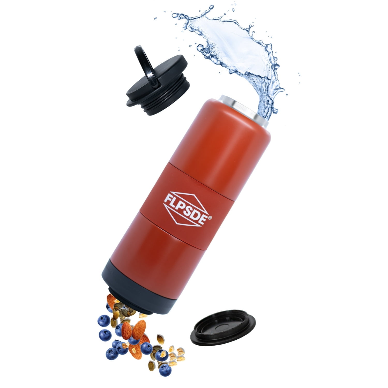 FLPSDE Water Bottle with Snack Compartment, Drink & Snack Cup Combo ...