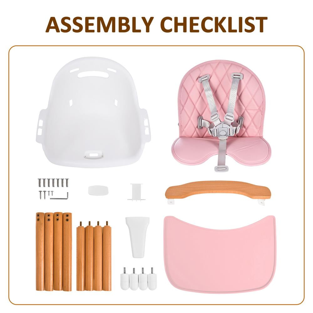 FLROHA Baby Dining Chair Dining Booster Seat Convertible Wood Toddler ...