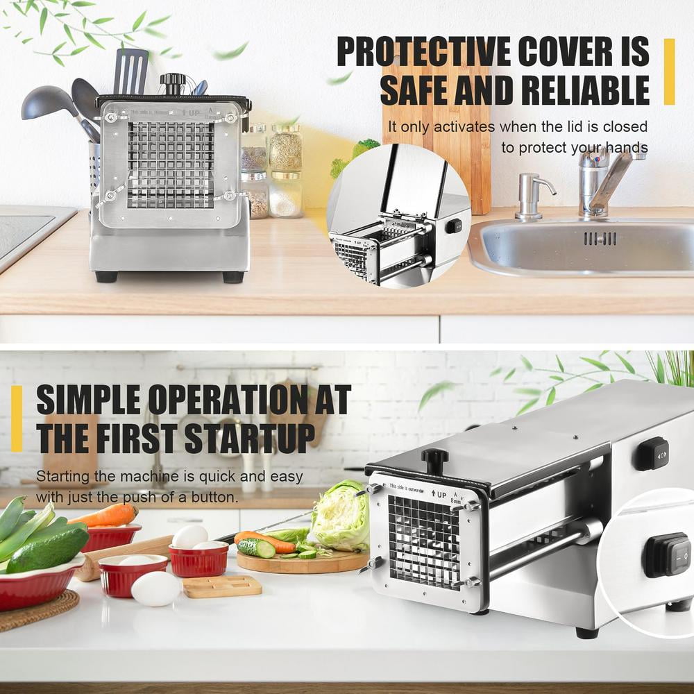 FLROHA Electric French Fry Cutter Stainless Steel Electric Fry Cutter ...