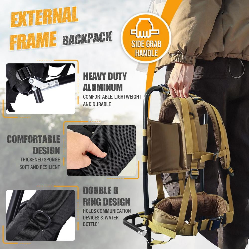 FLROHA External Frame Backpack Foldable Hunting Pack Frame Hiking ...