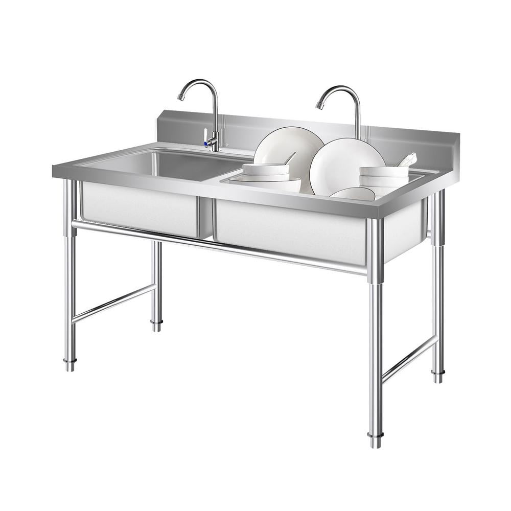 FLROHA Commercial Kitchen Sink 2-Compartment Stainless Utility Washing ...