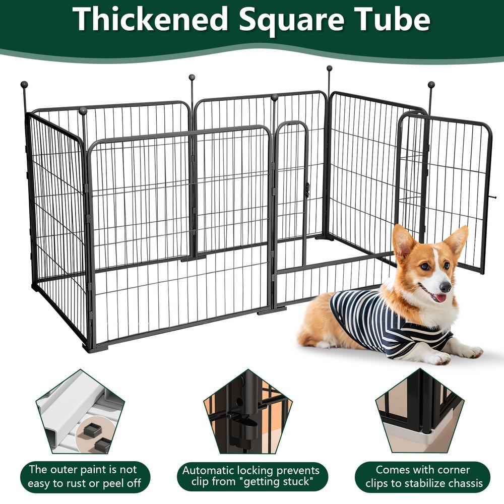 FLROHA Large Dog Fence Indoor 6-Piece Pack Small Dog Garden Fence 31 ...