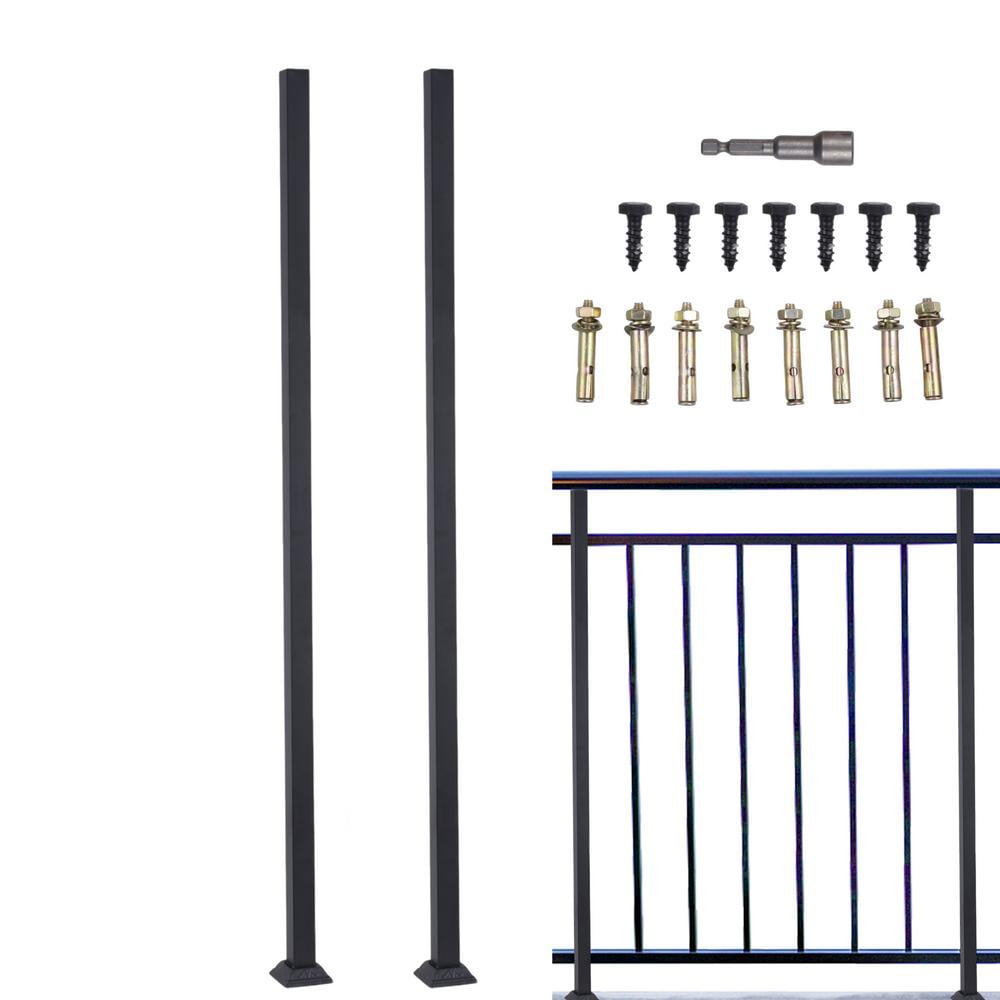 FLROHA Railing Post 2Pcs/set Deck Railing Black Finish Decking Railings ...