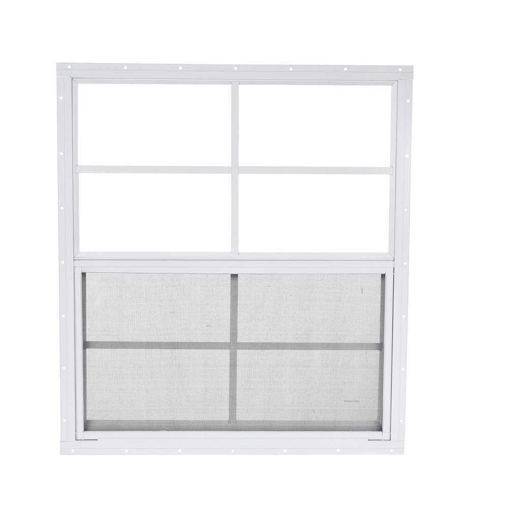 FLROHA Shed Window Basement Window with Screen Tempered Glass White ...