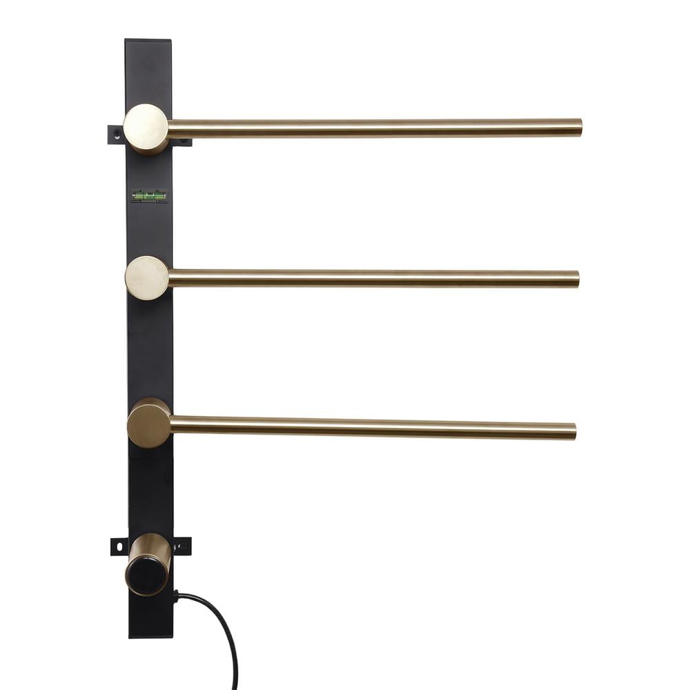 FLROHA Wall Heated Towel Warmer Space-Saving 3-Bar Towel Warmer & Rack ...