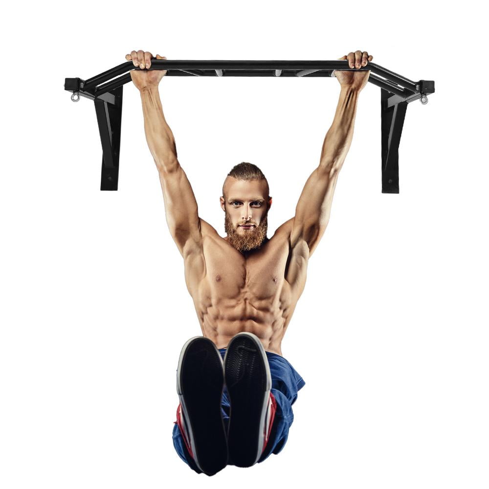 FLROHA Wall Mounted Pull Up Bar and Dip Station, Heavy Duty Wall Mount ...