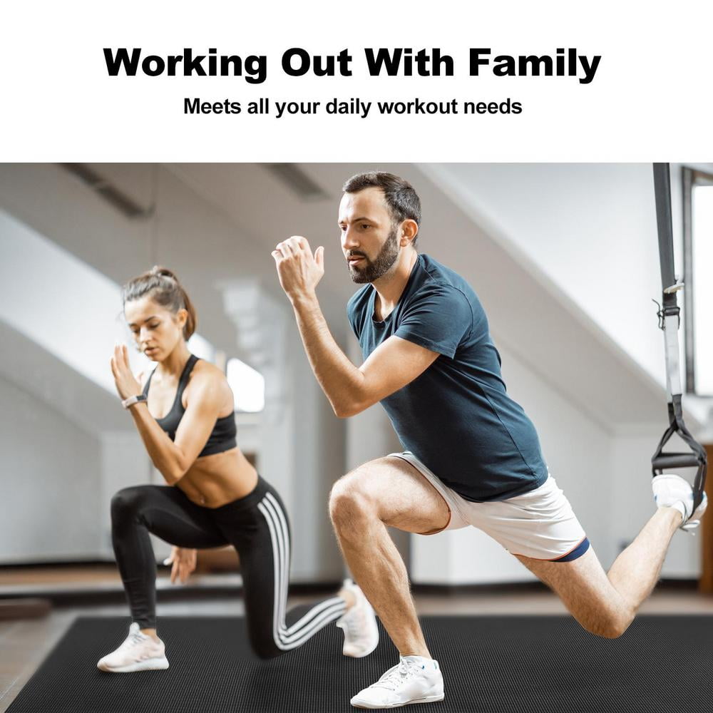 FLROHA Workout Mat Non-slip Workout Mat Extra Wide Large Yoga Mat for ...