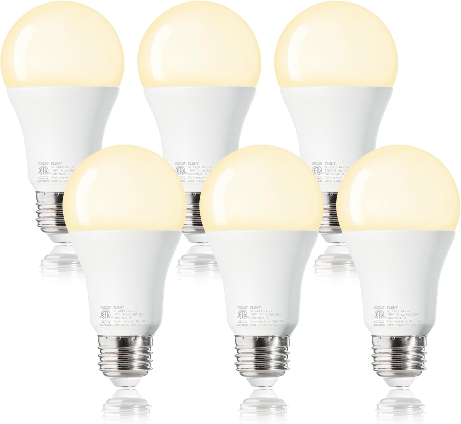 FLSNT 100W Equivalent A19 LED Light Bulbs, Efficient 14W, 1500Lumens ...