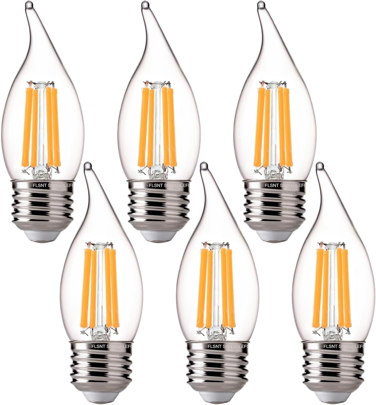 FLSNT 2700K Soft White LED Chandelier Edison Bulbs, 100W Equivalent ...