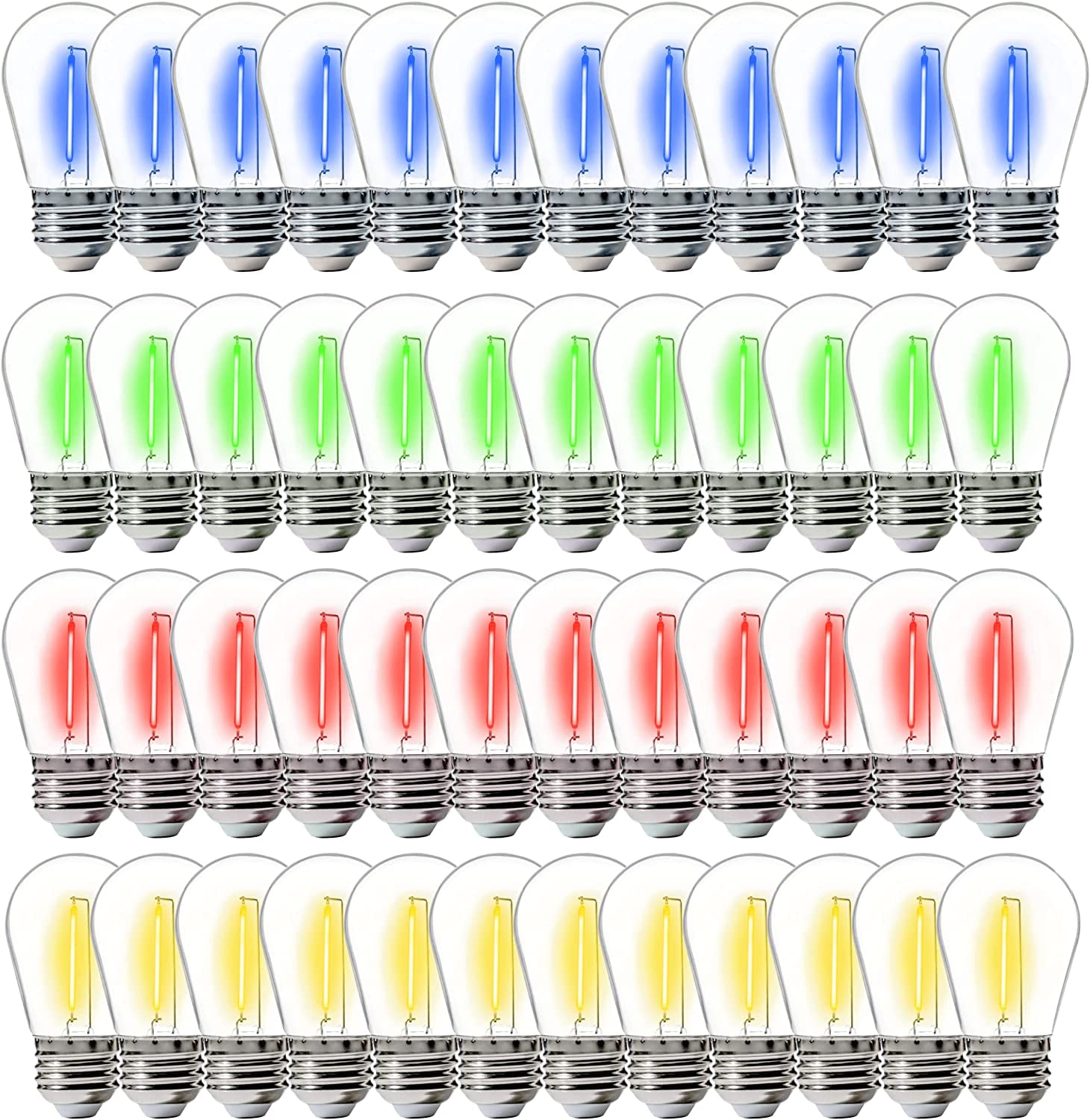 Free Shipping! FLSNT 48 Pack S14 Colored LED String Light Bulbs ...