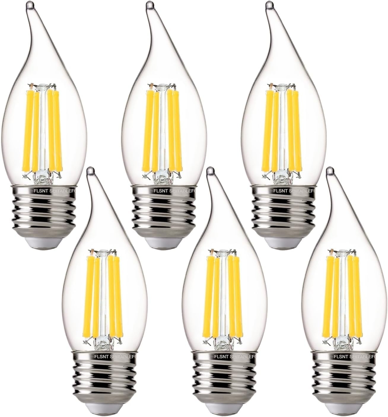 FLSNT 5000K Daylight CA11 LED Candelabra Bulbs - 100W Equivalent, 800LM ...