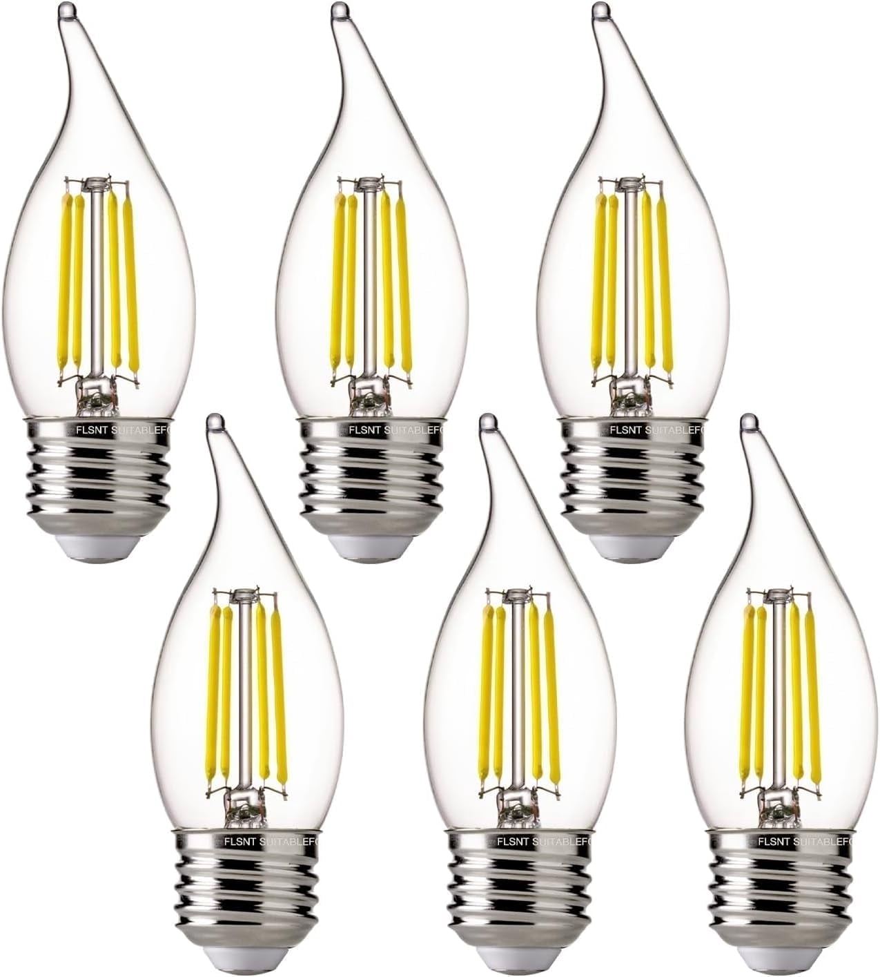5000K Daylight LED Chandelier Edison Bulbs, 60W Equivalent, Dimmable ...