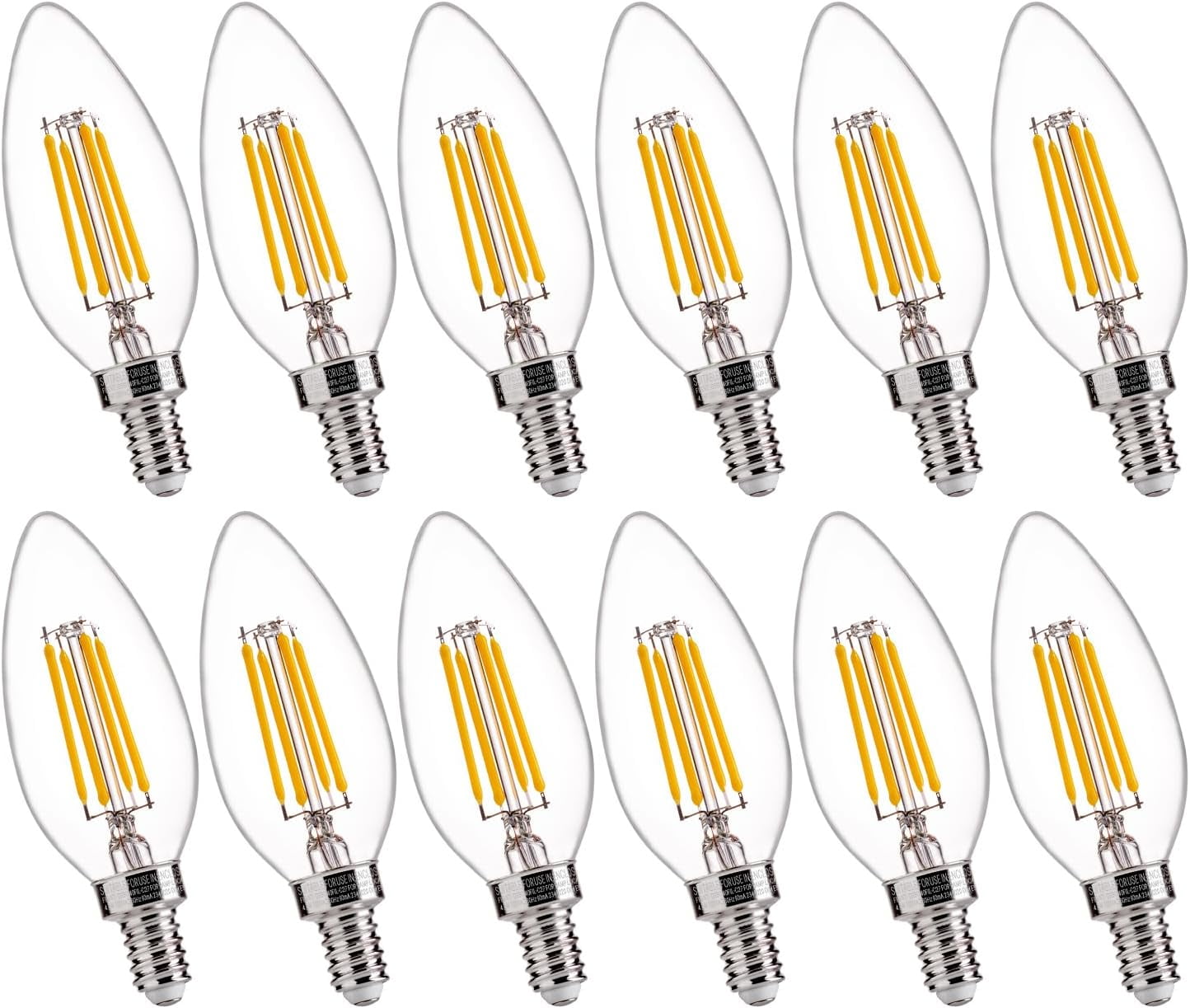FLSNT 60W Equivalent LED Chandelier Bulbs 6-Pack – Dimmable E12 Base ...