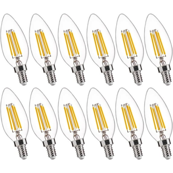 FLSNT 60W Equivalent LED Chandelier Bulbs 6-Pack – Dimmable E12 Base ...
