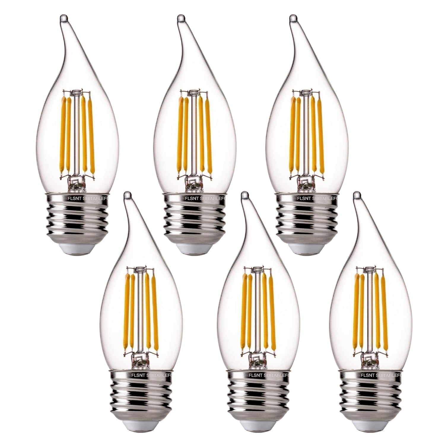 LED 60 Watts Equivalent Chandelier Light Bulbs, CA11 Dimmable Filament ...