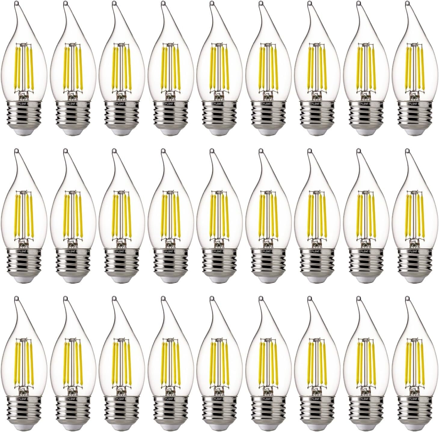 FLSNT LED Chandelier Edison Bulbs 5000K Daylight, 60W Equivalent, Dimmable CA11 E26 Base LED ...