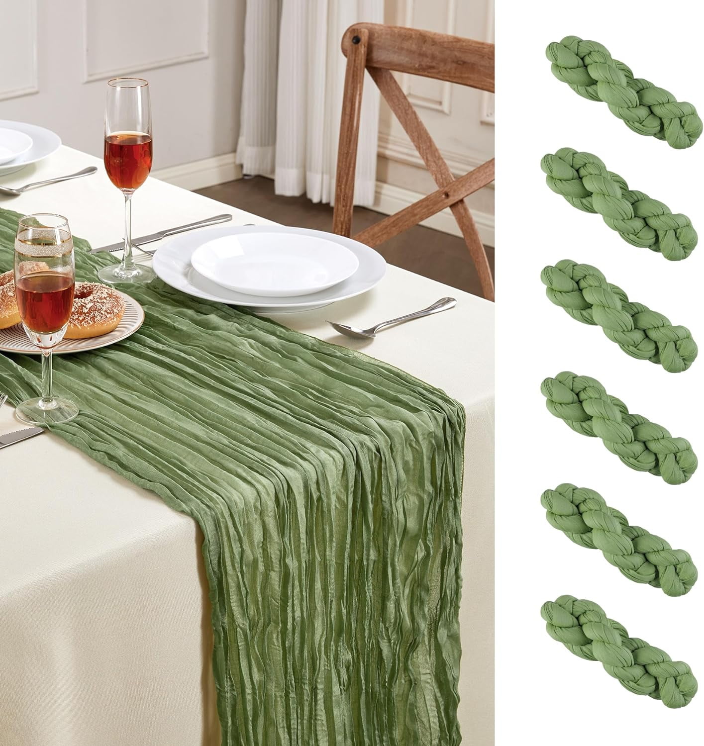 FLStyle 6Pcs Cheesecloth Table Runner 10FT Boho Gauze, 35x120 Inch ...